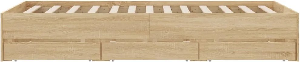 Rám postele se zásuvkami dub sonoma 135x190 cm kompozitní dřevo 3207310