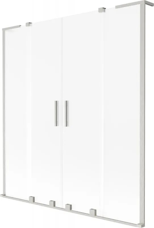 Mexen Velar L Duo, 2-křídlová posuvná vanová zástěna 140 x 150 cm, 8mm sklo námraza, broušená ocel, 896-140-003-32-97