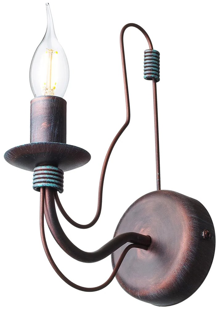 Light for home - Kovové klasické nástěnné svítidlo Retro 30301 "Isabella", 1x40W, E14, černá, měď