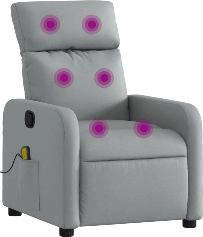 Masážní křeslo s polohovacím mechanismem, světle šedé, látkové 3206863
