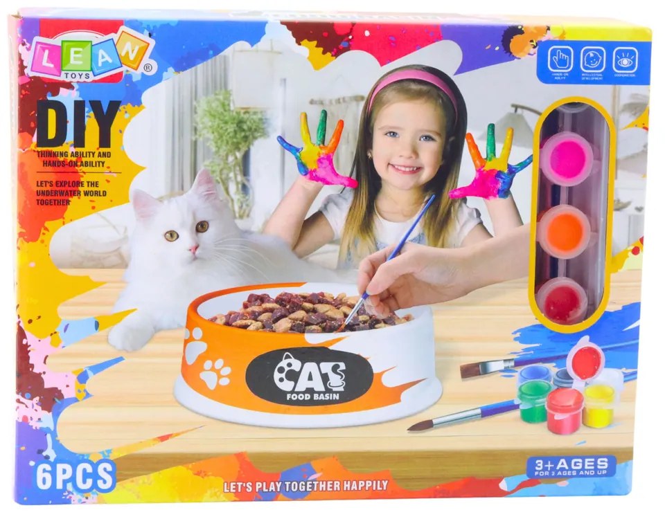 RKToys Dětský DIY set – malování misky pro kočku 6 ks