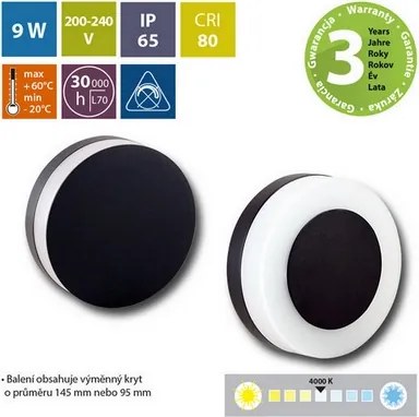 LED svítidlo McLED Draco R, 9W, 4000K, IP65, černá ML-513.017.19.0