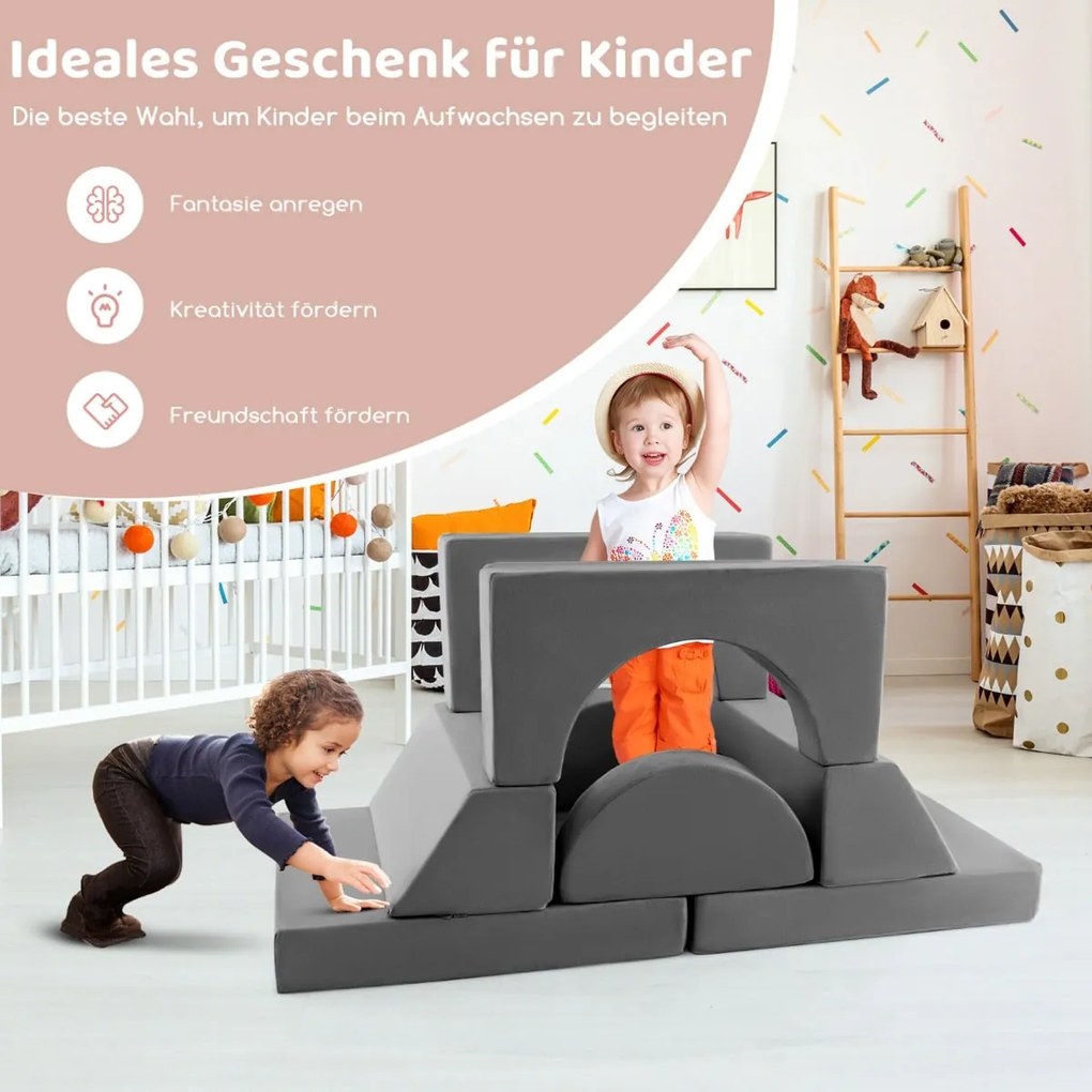 Costway Modulární dětská pohovka Play Sofa Modulární pohovka s – šedá