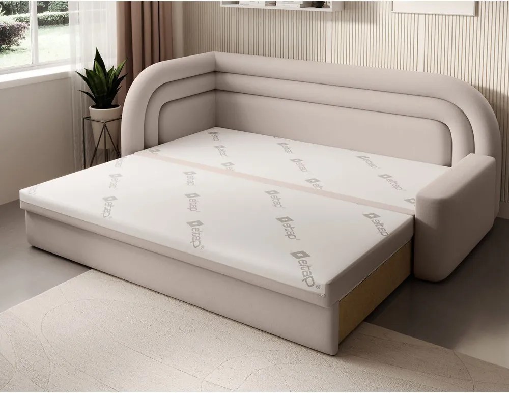 Béžová sametová rozkládací/s úložným prostorem pohovka levý roh 223 cm Fabillo – ELTAP