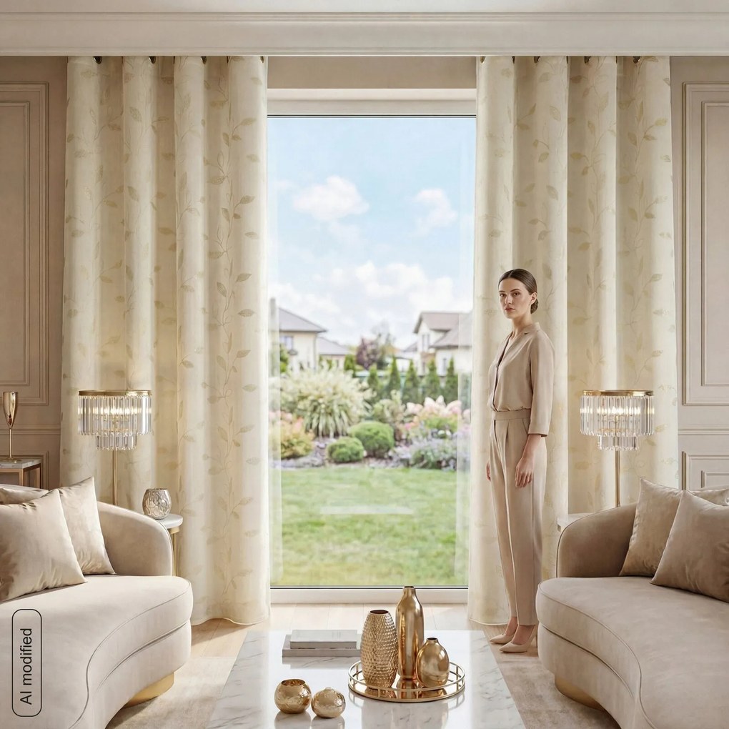 ZÁVĚS NA KROUŽCÍCH NIKKI 140X250 CM LISTY