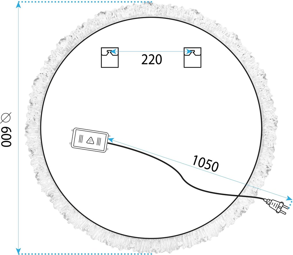 Tutumi Tutumi, LED zrcadlo 60cm YH-3561, HOM-01503