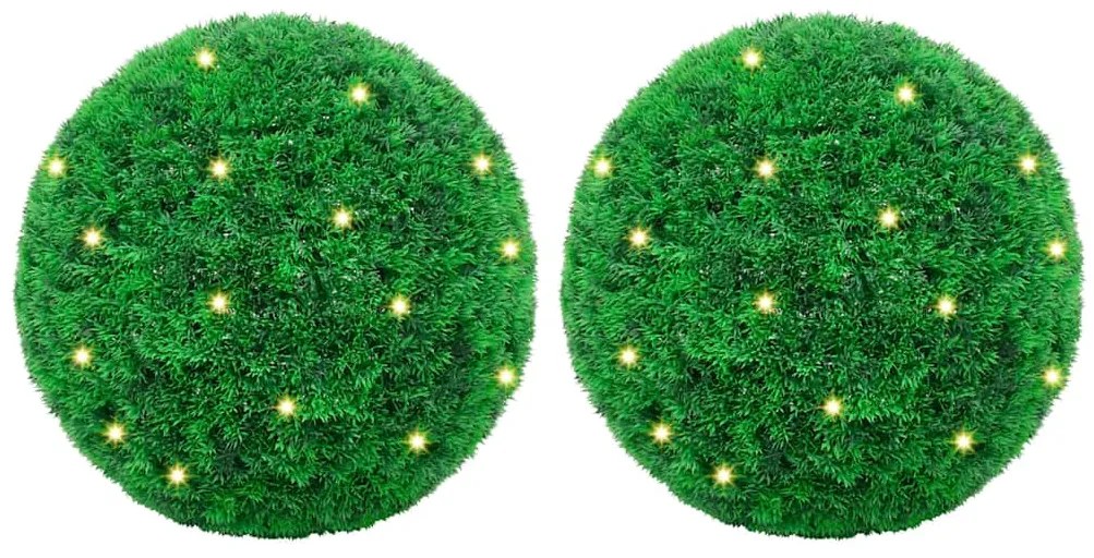 Umělé buxus koule s LED světly 2 ks zelené 27 cm