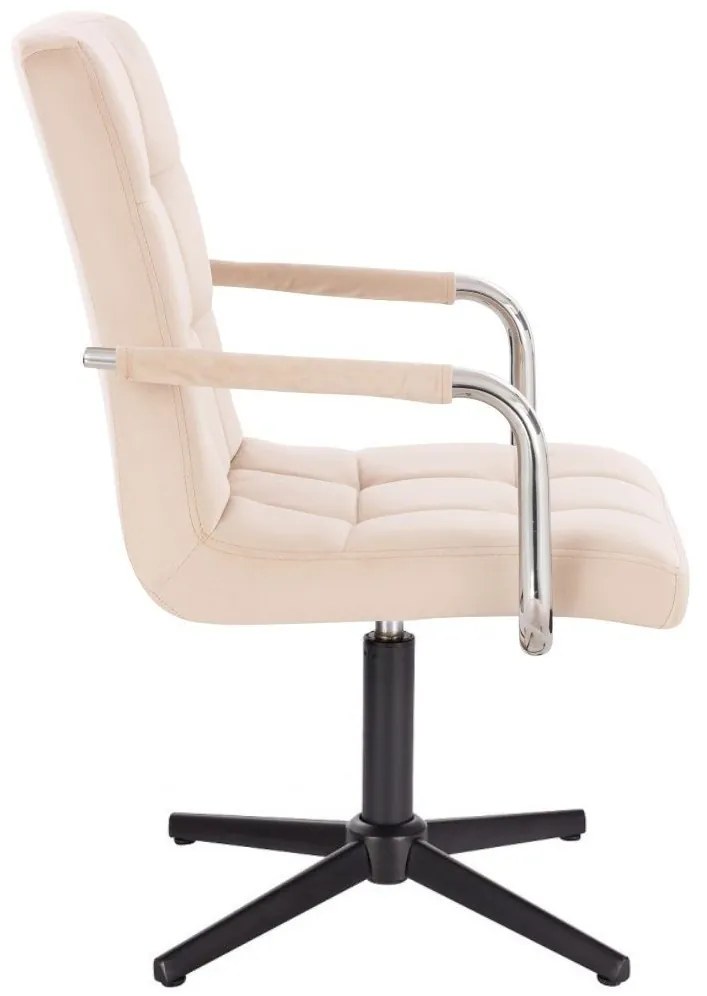 LuxuryForm DESIGN Otočná židle VERONA VELUR na černém kříži - krémová