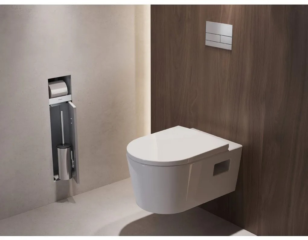 Hansgrohe XtraStoris Rock, wc kartáč na zabudování s držákem na toaletní papír, bílá matná, HAN-56062700