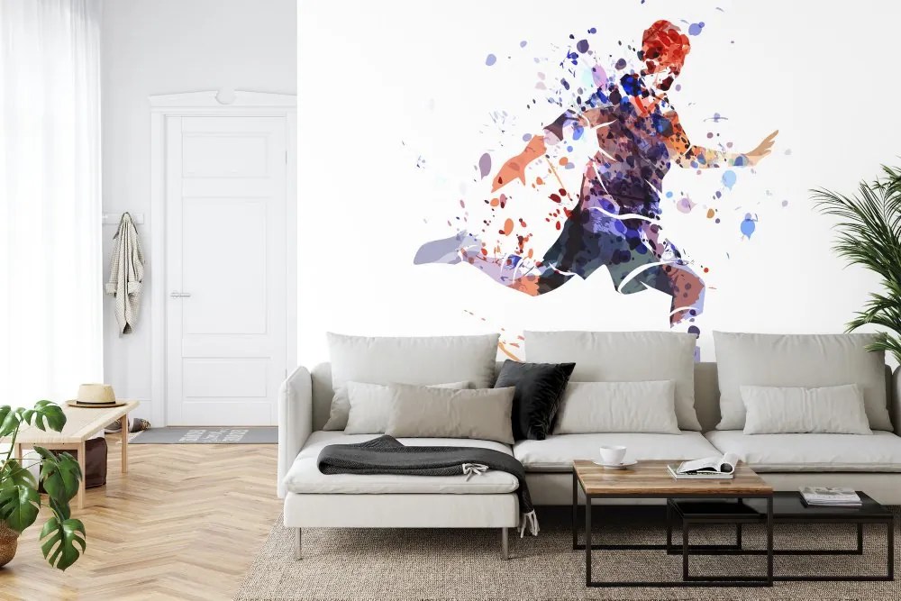 Fototapeta Akvarel Silueta Fotbalového Hráče Samolepící tapety 450x300