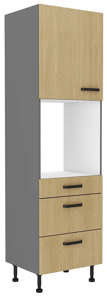 SCANDI sc | vysoká skříňka 60 DPS-215 3S1F na vestavnou troubu | PREMIUM BOX | 60 cm | šedá/rybí kost