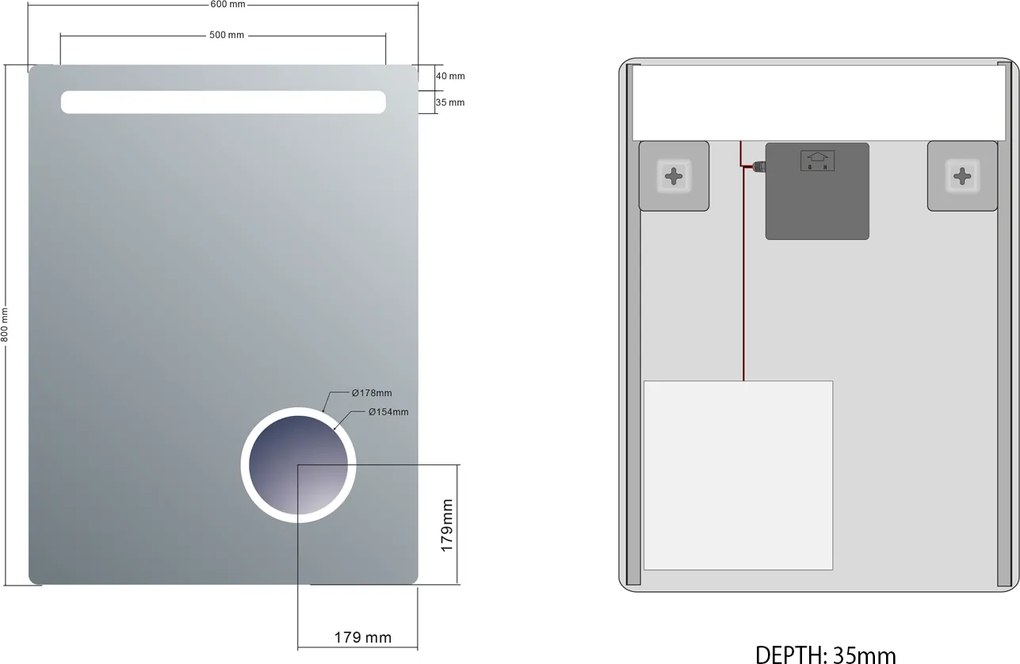 Sapho Sapho, ASTRO LED podsvícené zrcadlo 600x800mm, kosmetické zrcátko, MIRL2