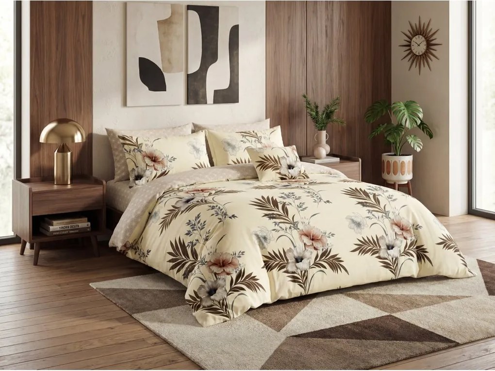 Oboustranné povlečení DUO SENSE SANDORA krémové + povlak na polštářek 40x50 cm ZDARMA Rozměr povlečení: 70 x 90 cm | 140 x 200 cm