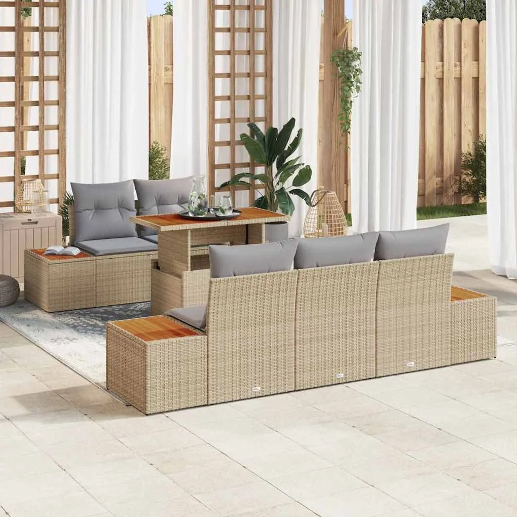 Sada zahradních pohovek 6 ks Beige a šedá 3350027