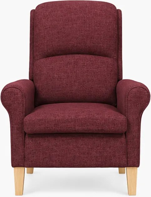 křeslo relaxační, odpočinkové, ušák, dřevo/textil, 101x95x75 cm, přírodní/vínová, Dekorino KR20260037