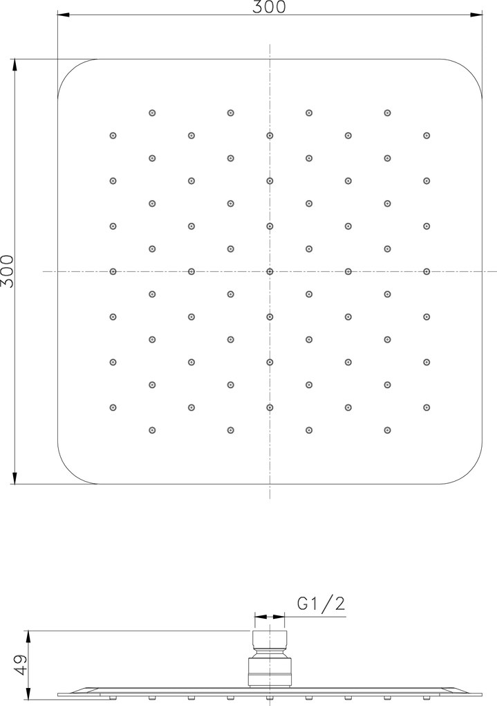 Sapho Sapho, Hlavová sprcha, 300x300, zlatá matná, SL101GB