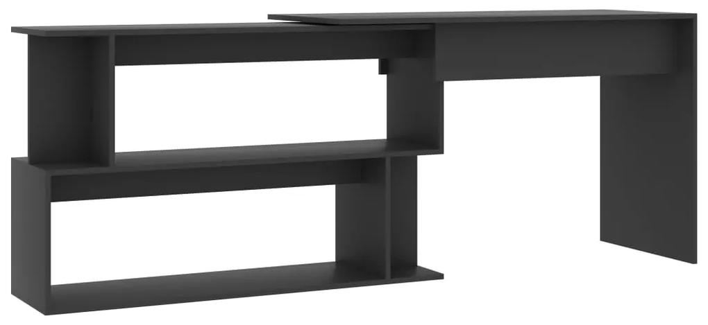 vidaXL Rohový psací stůl šedý 200 x 50 x 76 cm dřevotříska