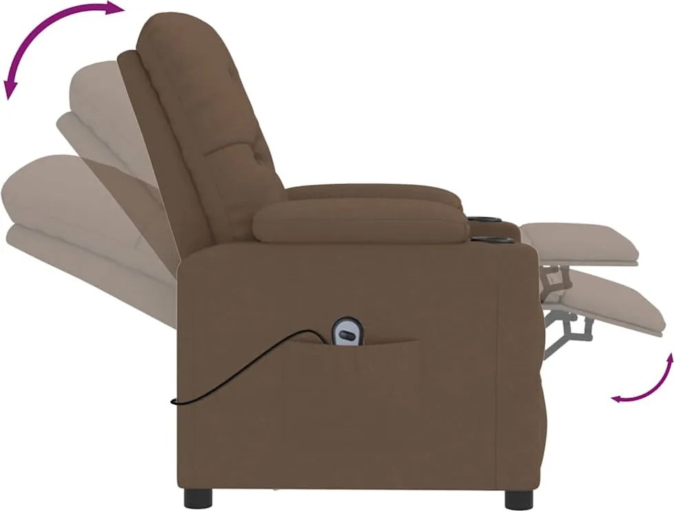 Elektrické polohovací křeslo hnědé textil 3098843