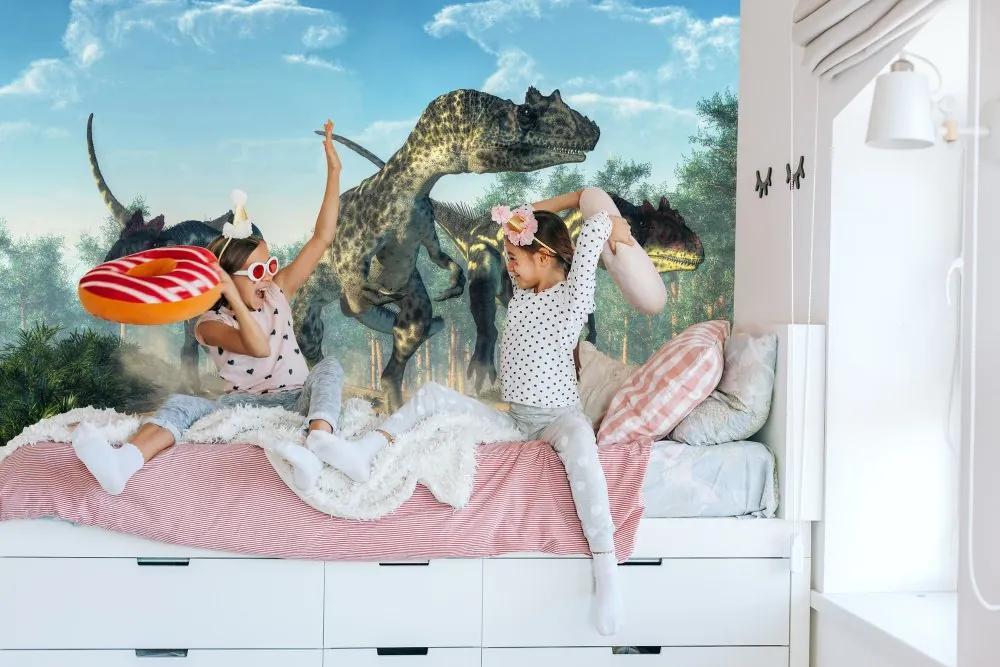 Fototapeta Tři Dinosauři V Lese Vliesová tapeta 416x254