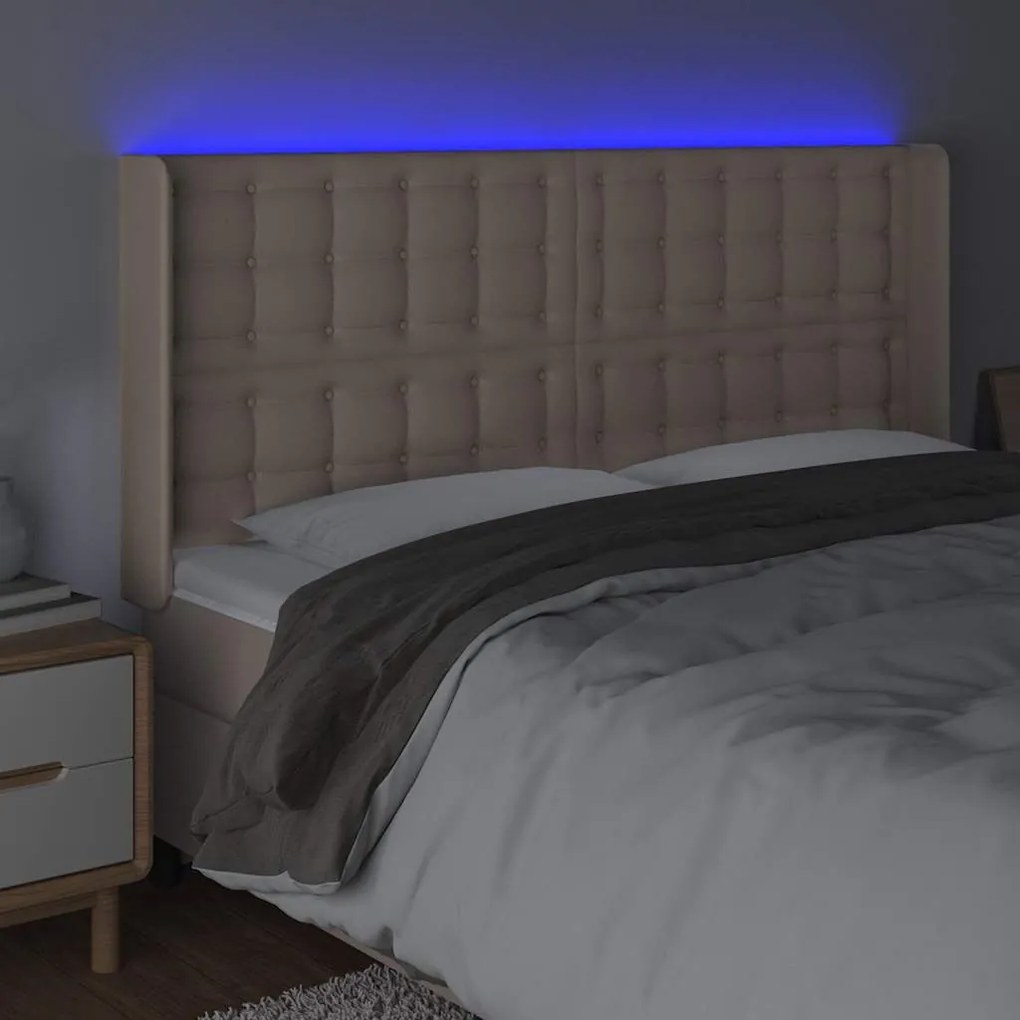 Čelo postele s LED cappuccino 163 x 16 x 118/128 cm umělá kůže 3124149