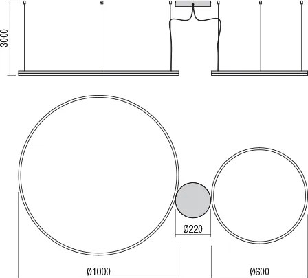 Redo group Redo Orbit direct, závěsné kruhové svítidlo, 40,5+68W LED 3000K, stmívatelné DALI bronz, prům. 60+100cm