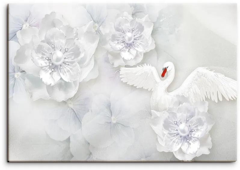 Malvis ® Obraz Labutí květinový ráj Velikost: 120x80 cm