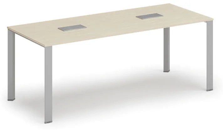 Stůl INFINITY 2000 x 900 x 750, dub přírodní + 2x stolní zásuvka TYP IV, stříbrná