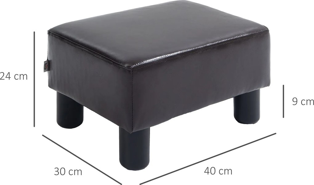HOMCOM Taburet na nohy, obdélníkový otoman, podnožka, imitace kůže, do 100 kg, do obývacího pokoje, káva
