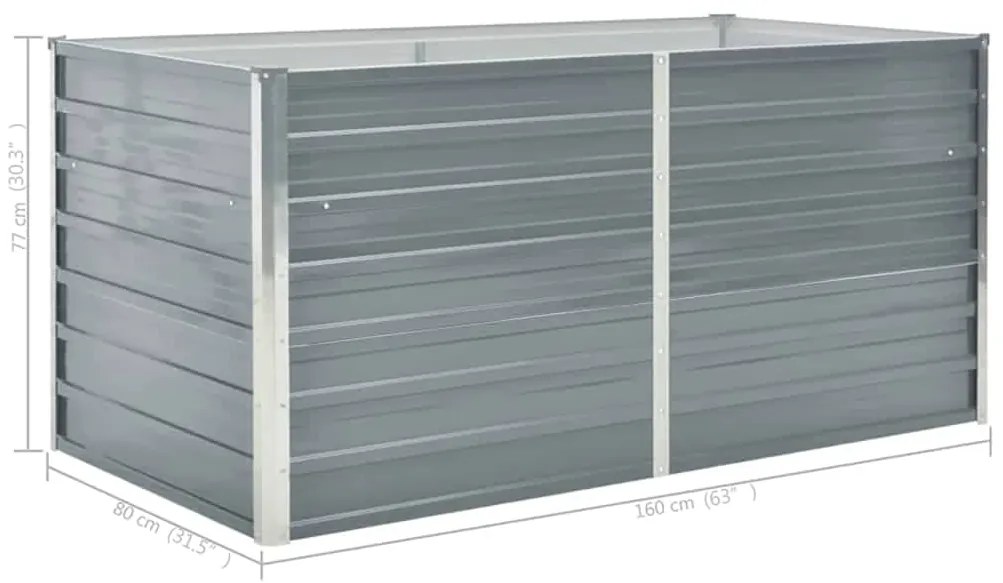 vidaXL Marketos Vyvýšený zahradní truhlík 160x80x77 cm galvanizovaná ocel šedý