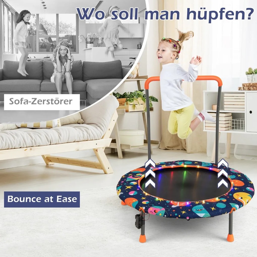 Costway Φ92 cm dětská trampolína mini trampolína pro děti s LED osvětlením