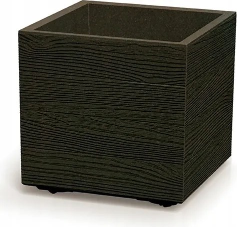 Květináč s vložkou Prosperplast 38,5 x 37 cm Madera Square Eco Wood káva