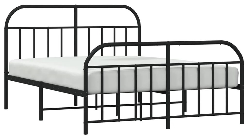 Kovový rám postele s hlavovým a nožním čelem černý 183 x 213 cm,  353658