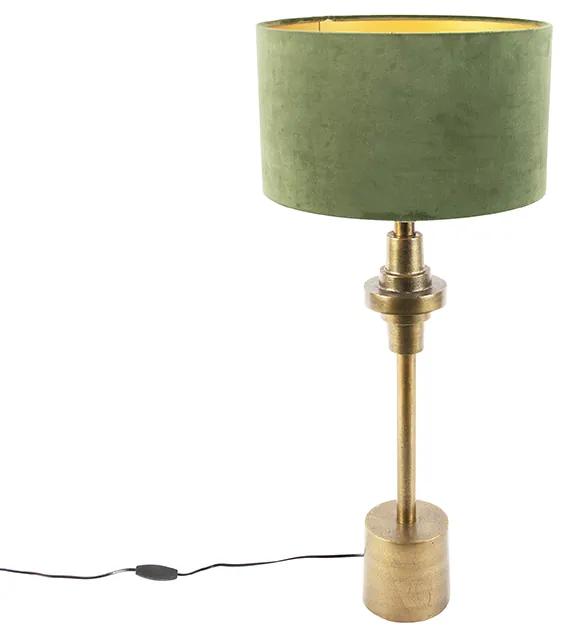 Stolní lampa ve stylu art deco se sametovým odstínem zelené 35 cm - Diverso