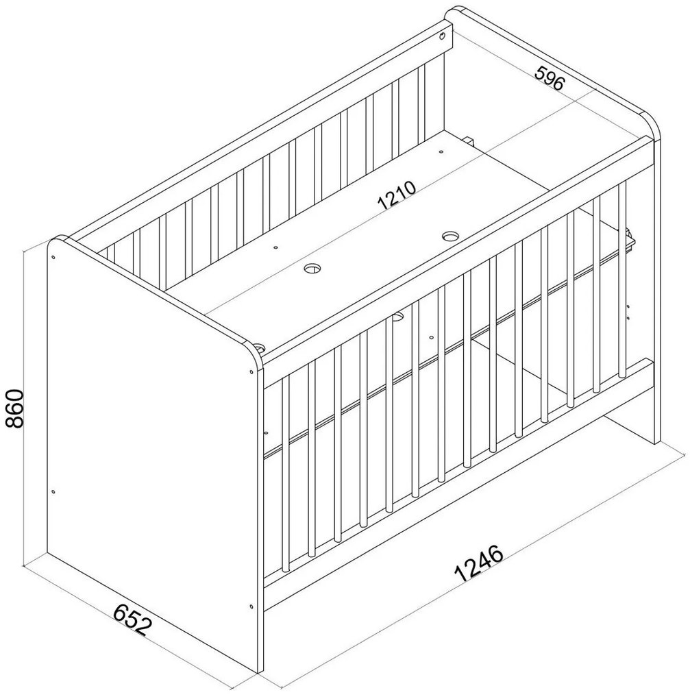 Dětská funkční postýlka 60x120 Spencer - bílá/šedá