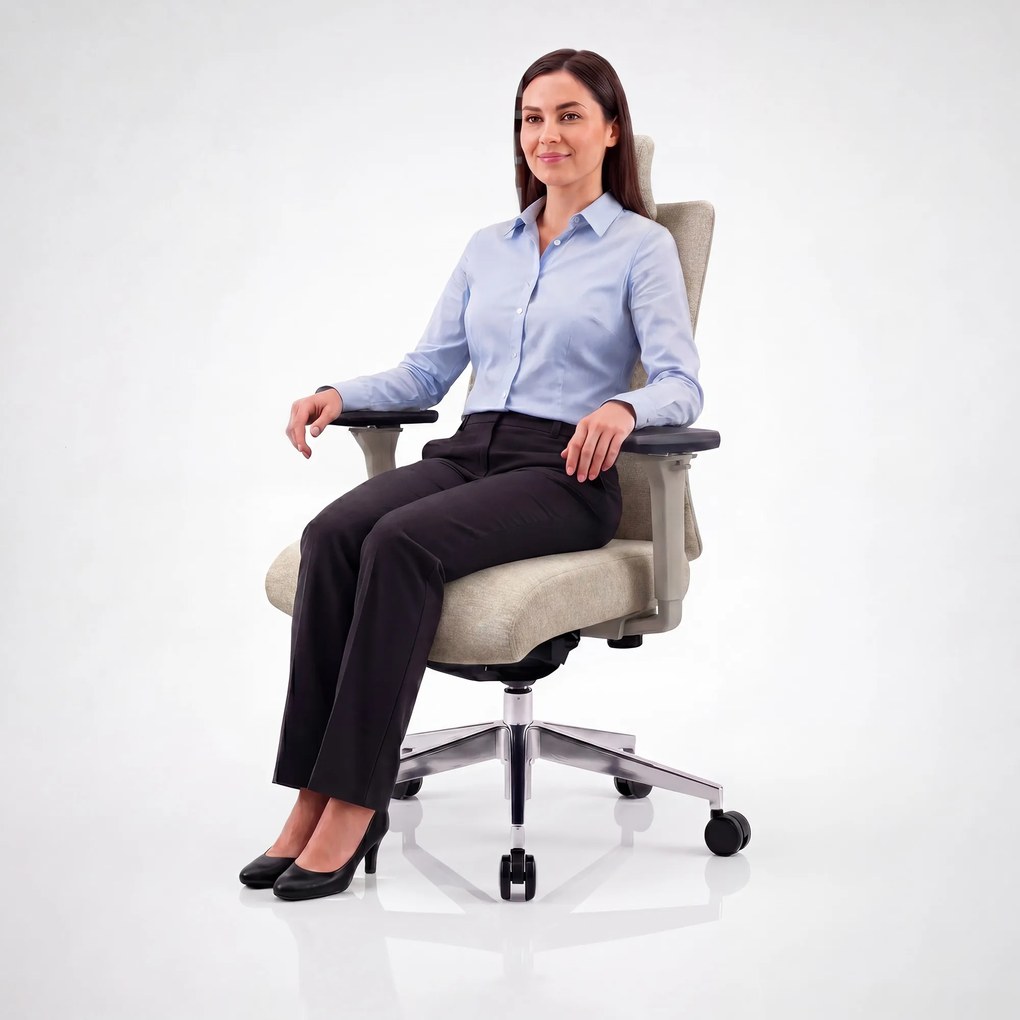 Ergonomická otočná kancelářská židle, světle béžová: VECTOR