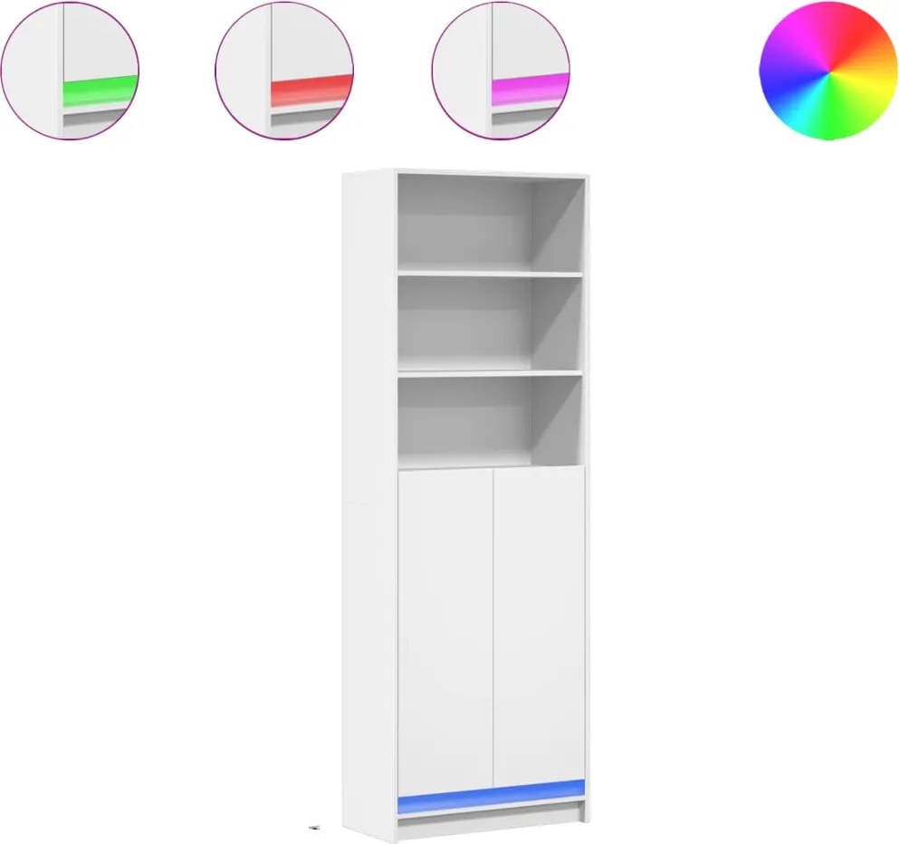 Skříň highboard s LED bílá 69 x 32,5 x 200 cm kompozitní dřevo 3307905