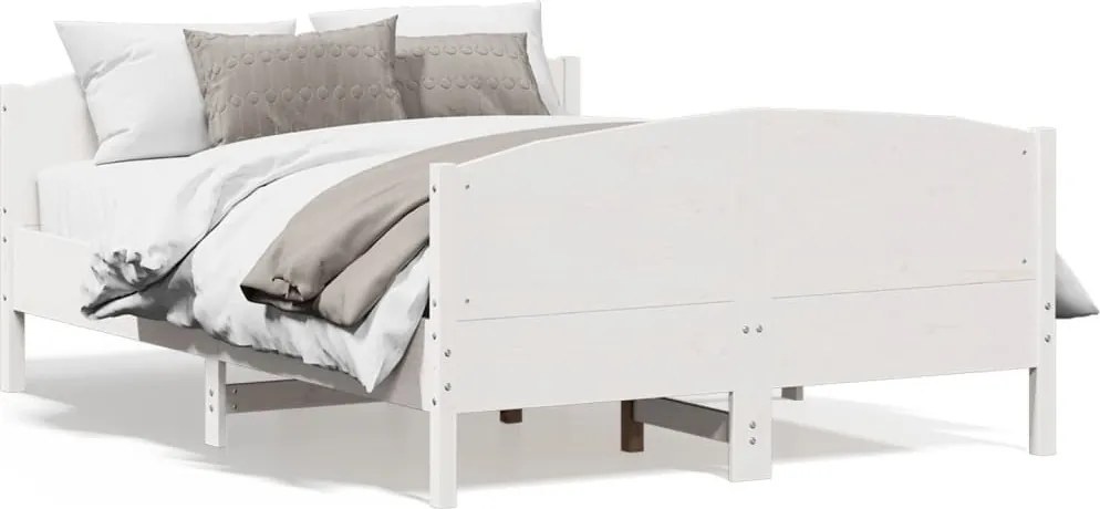 vidaXL Rám postele s čelem voskově 150 x 200 cm masivní borovice [3216170] Barva: Bílá