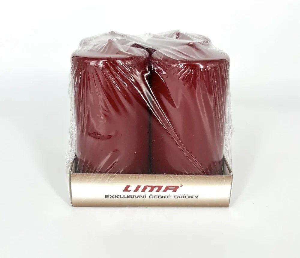 Adventní svíčky válce 50x100mm 4 ks metal červené odstíny - 10 vínová