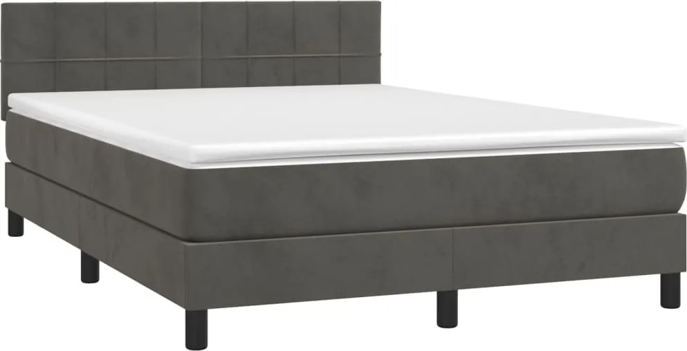 Box spring postel s matrací tmavě šedý 140 x 190 cm samet 3141300