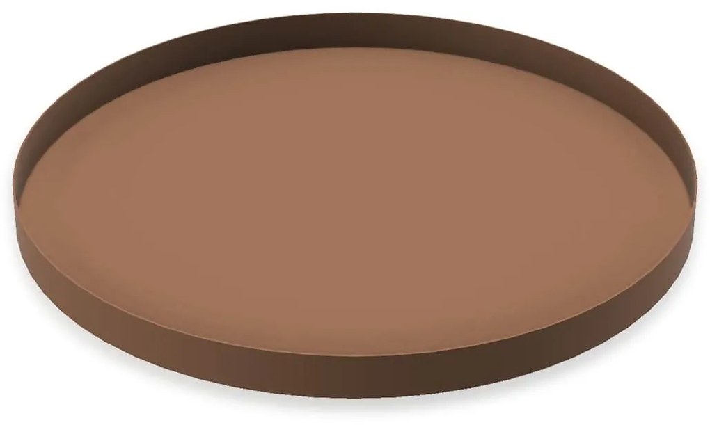 COOEE Design Kovový dekorativní tác Circle Coconut 30 cm, hnědá barva, kov