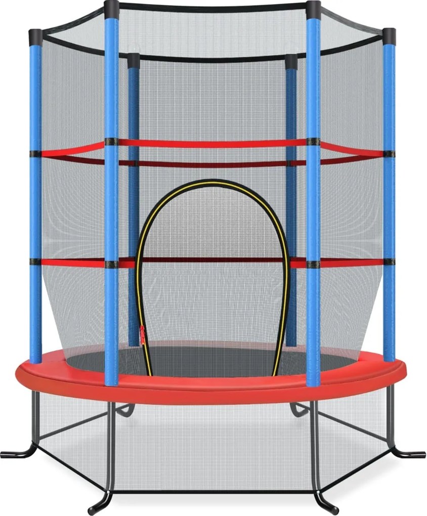 Costway Zahradní trampolína Ø 140 cm s ochrannou sítí trampolína pojme až 135 kg