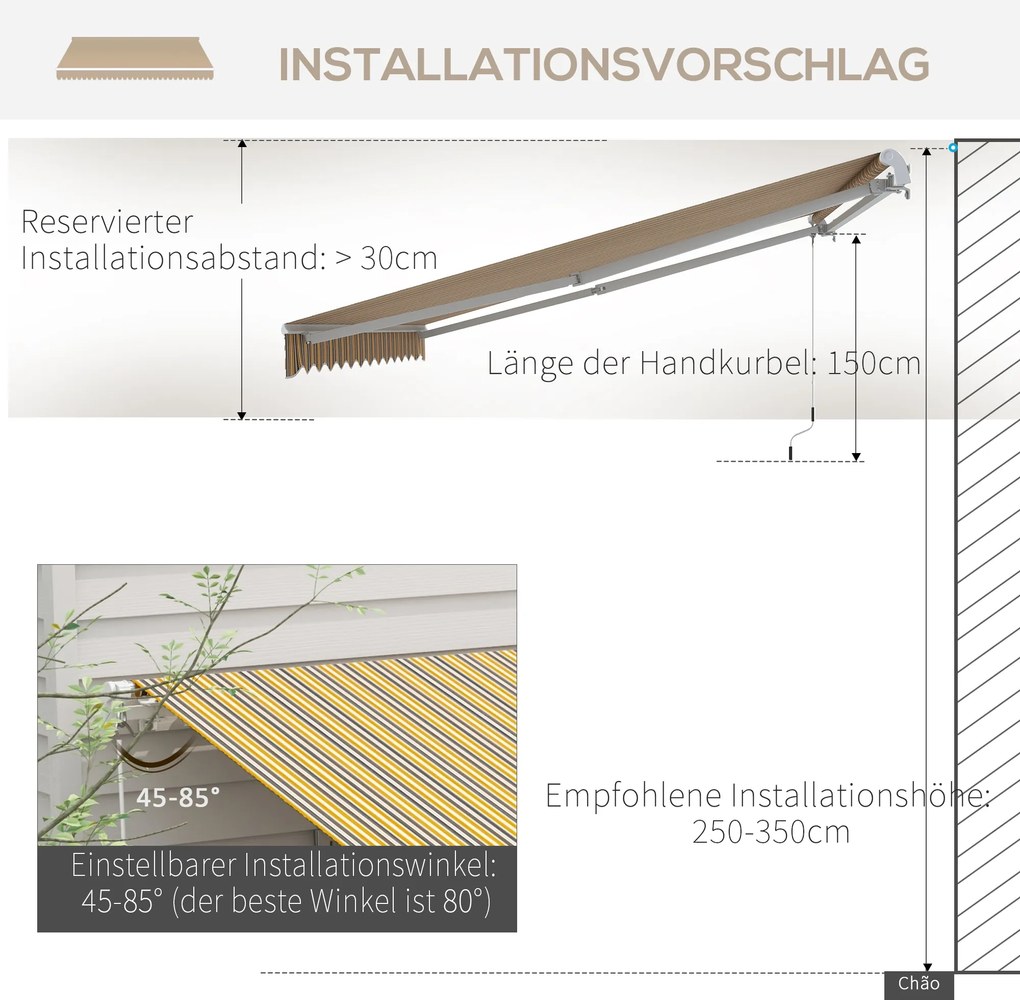 Markýza Sluneční stříška, 3,5 m x 2,5 m, žlutá + šedá