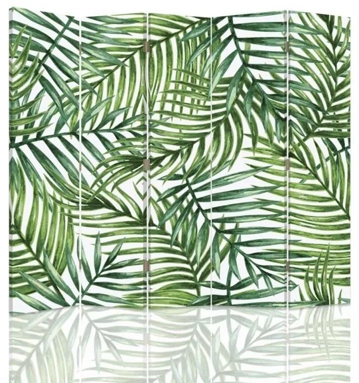Ozdobný paraván Zelené listí Příroda - 180x170 cm, pětidílný, obustranný paraván 360°