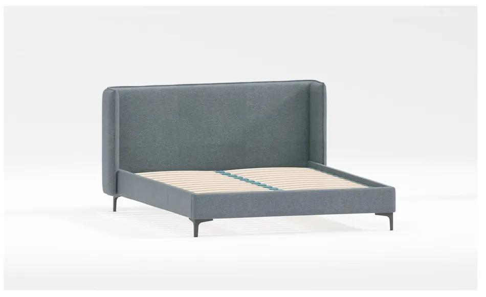Modrá čalouněná dvoulůžková postel s roštem 140x200 cm Basti – Ropez