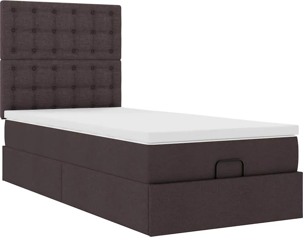 Osmanský rám postele s matrací tmavě šedá 90x190cm textil 3314137