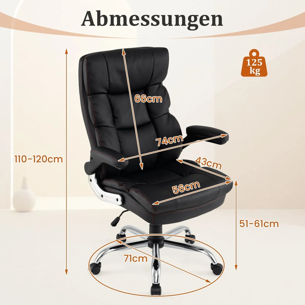 Costway Ergonomická kancelářská židle s rozkládacími područkami a funkcí