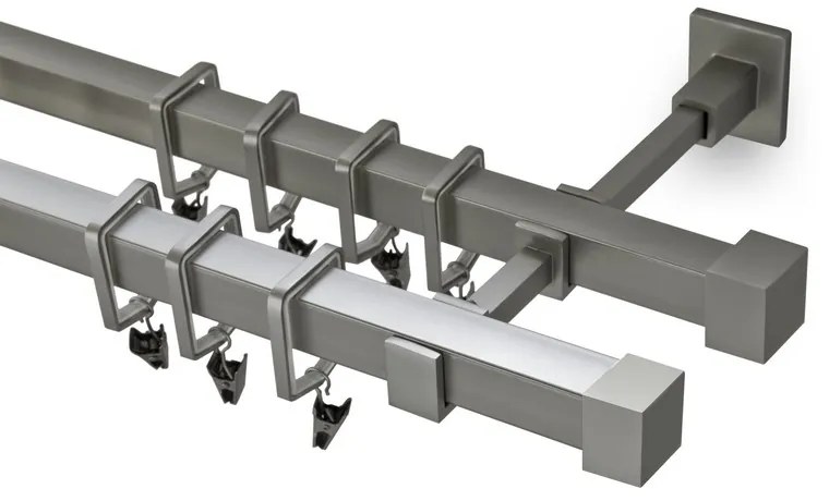 GARNÝŽE-HEBR Garnýž Klasik matná stříbrná dvojitá 400 cm