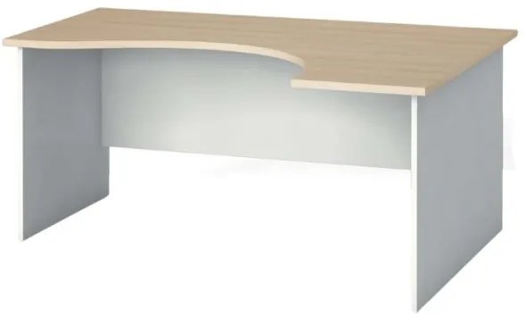 Ergonomický kancelářský pracovní stůl PRIMO, 160 x 120 cm, bílá/dub přírodní, pravý
