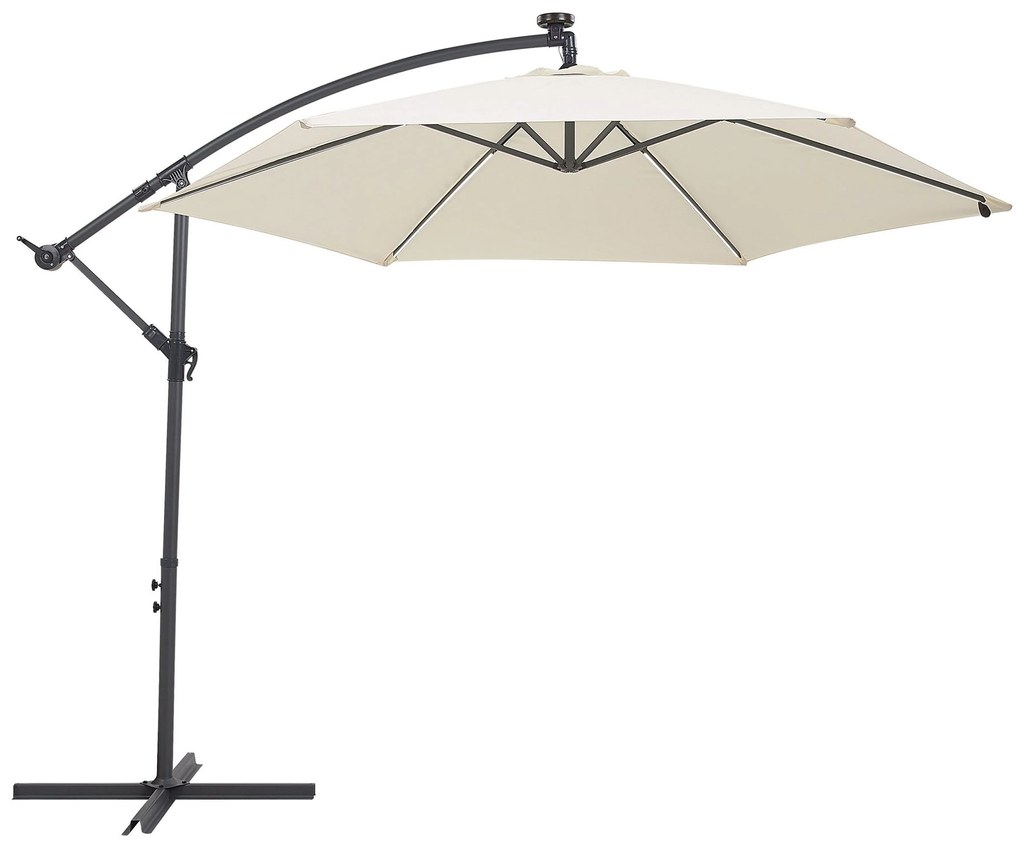 Zahradní deštník LED, ⌀ 285 cm, béžový CORVAL Beliani