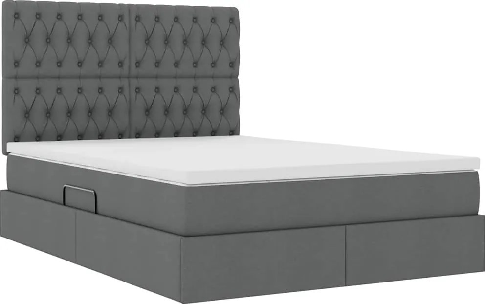 Postel s úložným prostorem a matrací Tmavě šedá 140 x 190 cm 3371842